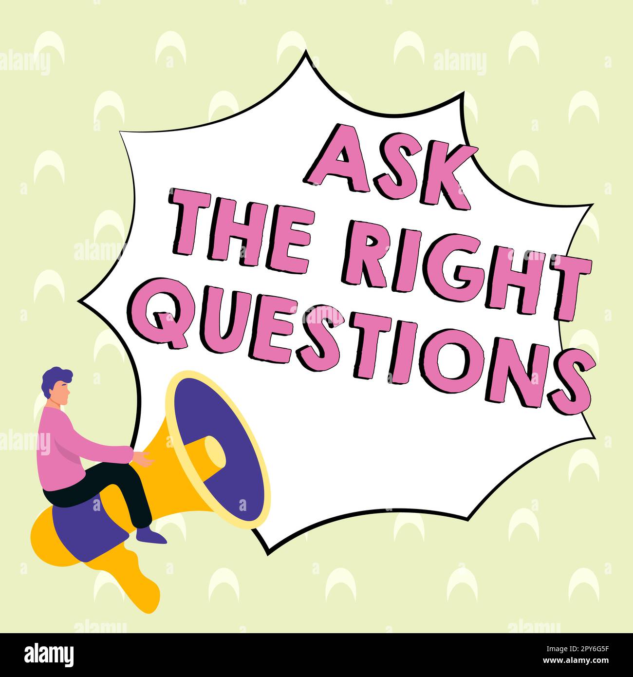 Text sign showing Ask The Right Questions. Business approach Look for a ...