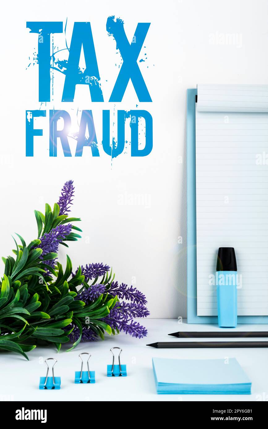 Hand writing sign Tax Fraud. Word Written on entails cheating on a tax ...