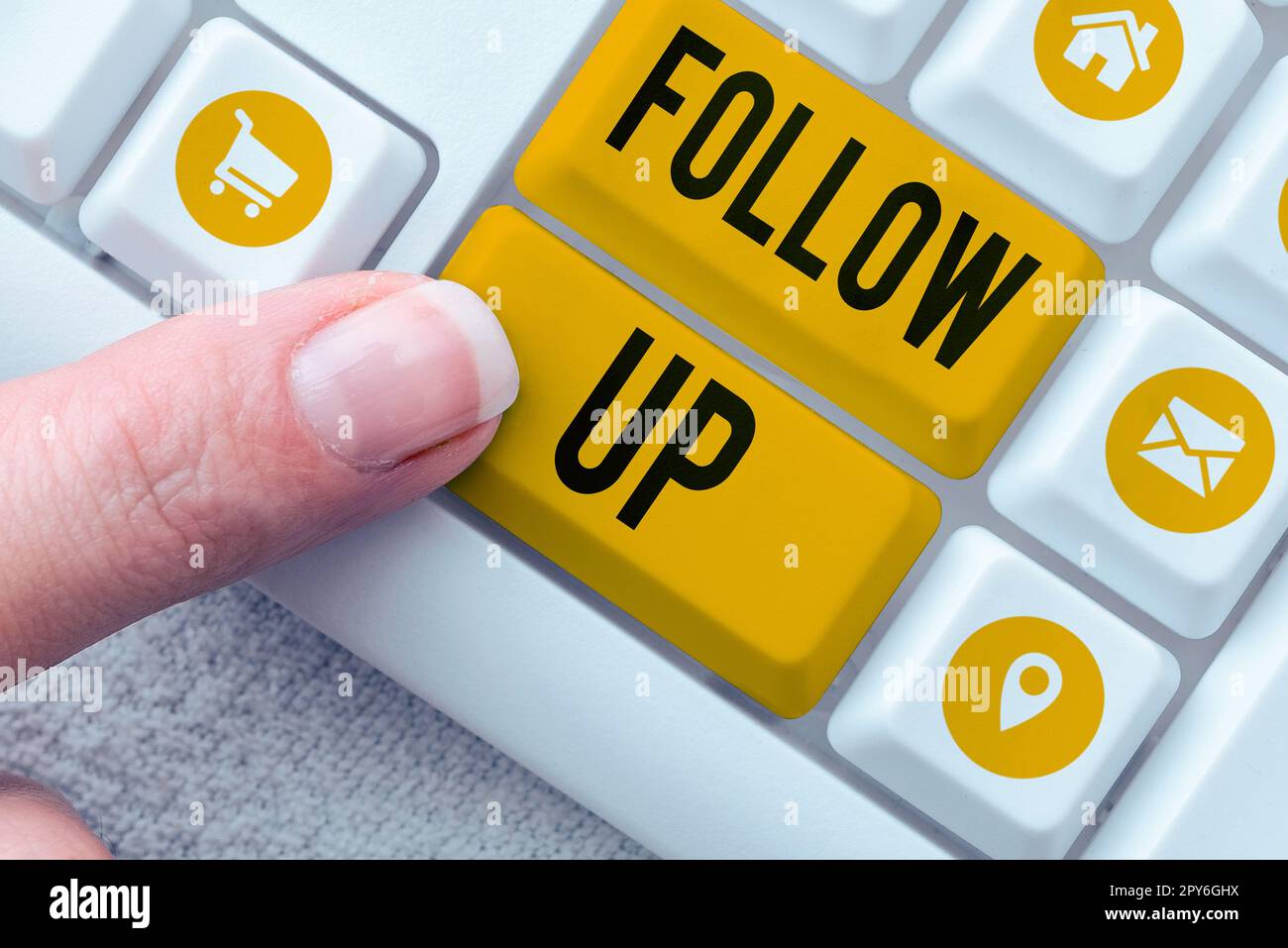 Text caption presenting Follow Up. Internet Concept Additional info or ...