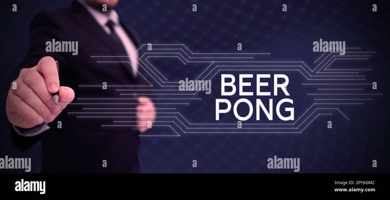 Conceptual display Beer Pong. Word for a game with a set of beer ...