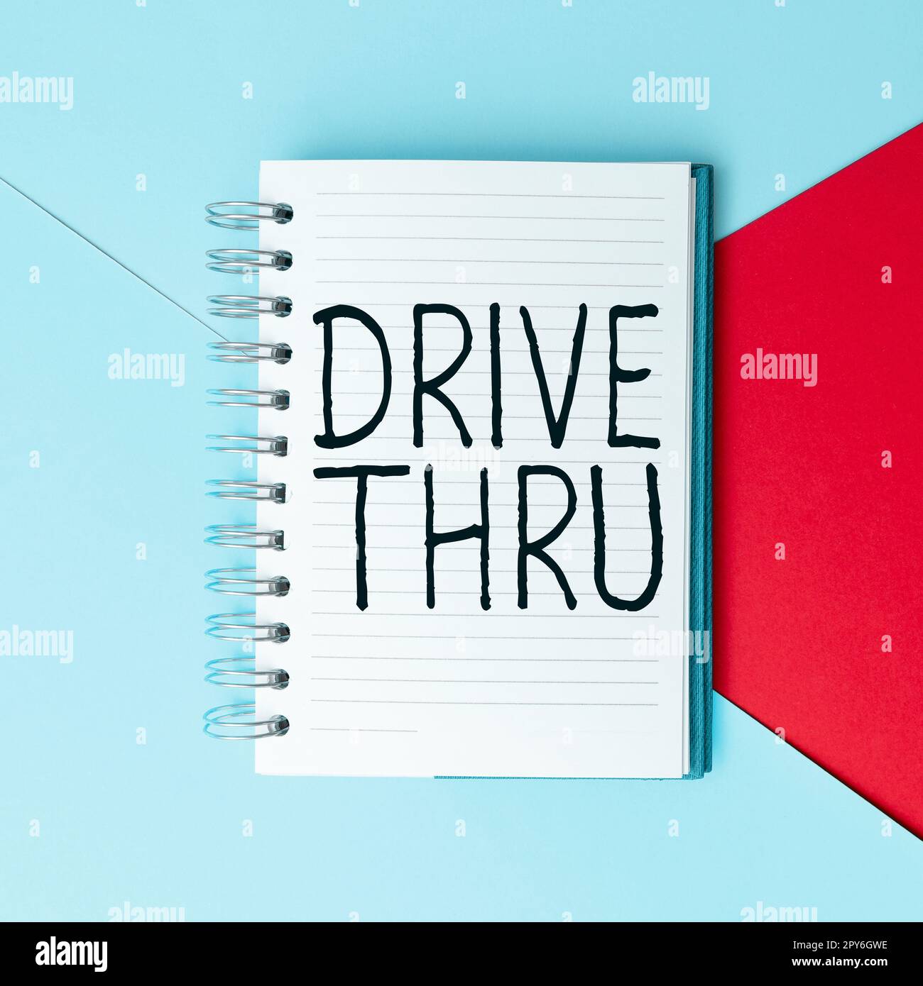 Text sign showing Drive Thru. Business approach place where you can get ...