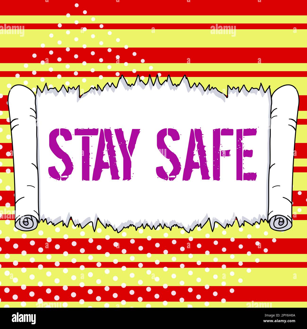 Text caption presenting Stay Safe. Word for secure from threat of ...