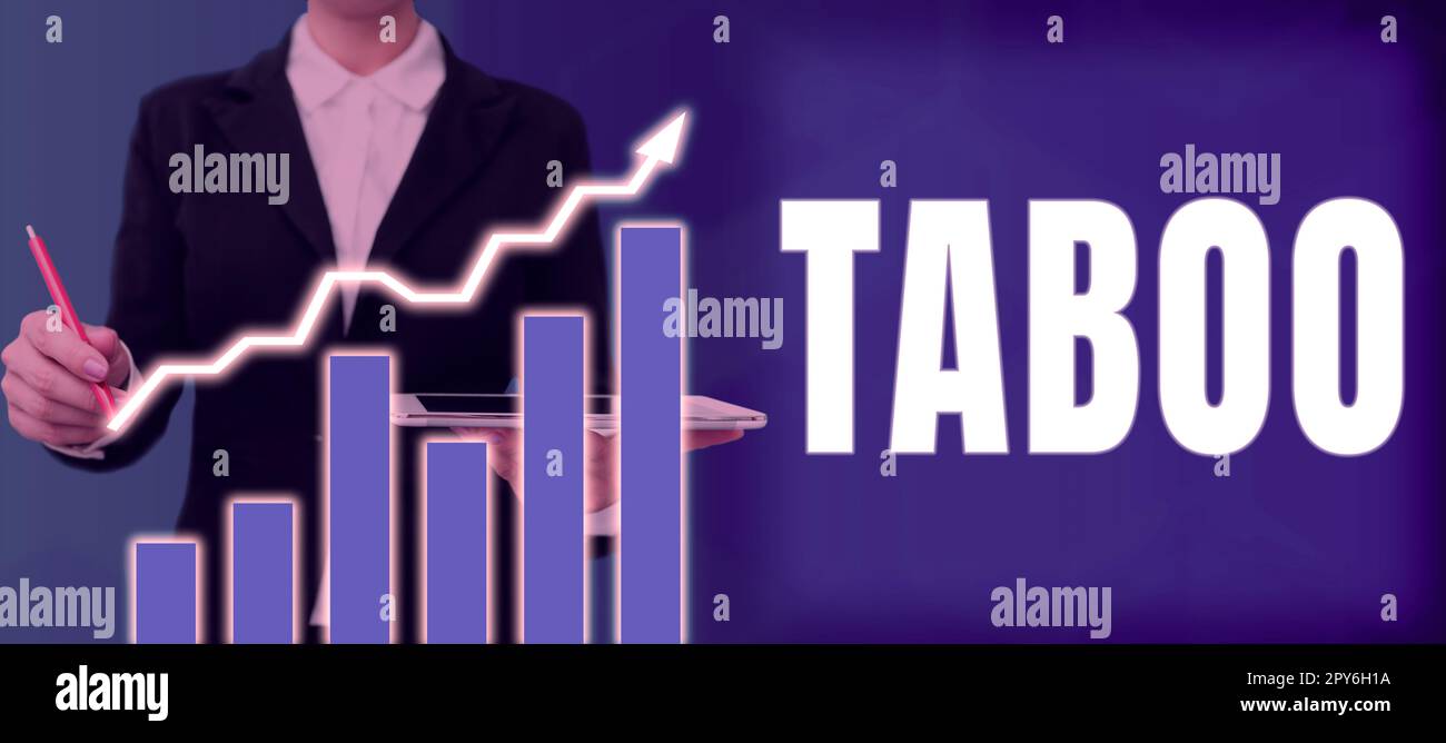 Text caption presenting Taboo. Business overview a social or religious ...