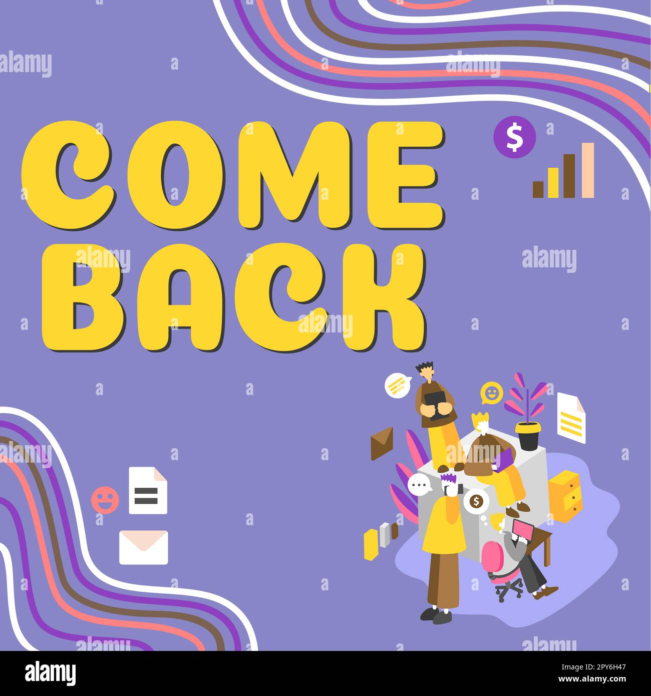 Hand writing sign Come Back. Business showcase asking for a person to ...