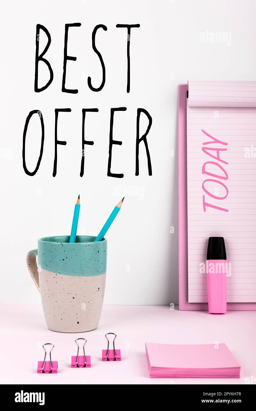 Conceptual display Best Offer. Business overview To convince someone by ...