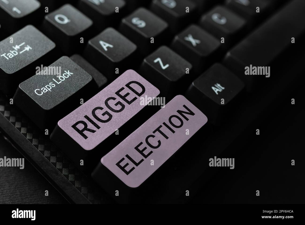 Text caption presenting Rigged Election. Word Written on Manage ...
