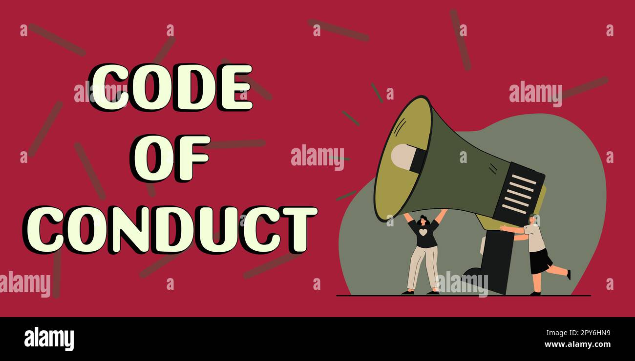 Hand writing sign Code Of Conduct. Internet Concept Ethics rules moral ...