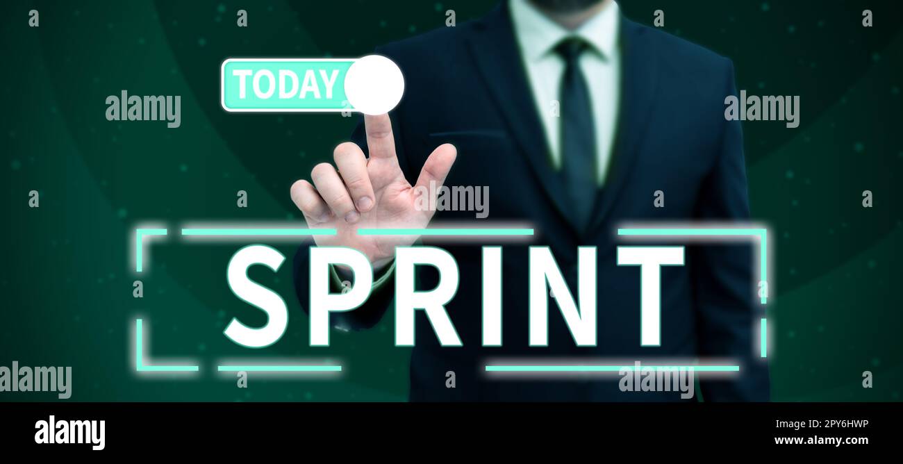 Text sign showing Sprint. Word for to move at top speed especially for ...