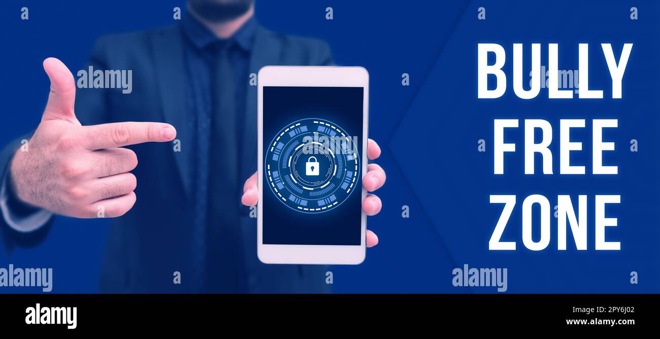 Sign displaying Bully Free Zone. Concept meaning Be respectful to other ...