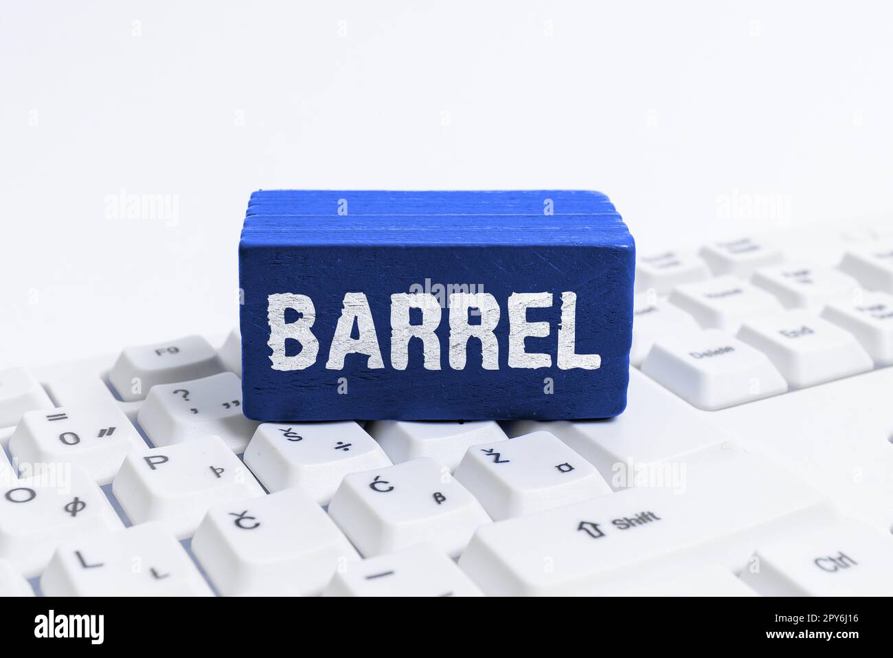 Sign displaying Barrel. Business concept cylindrical container bulging ...