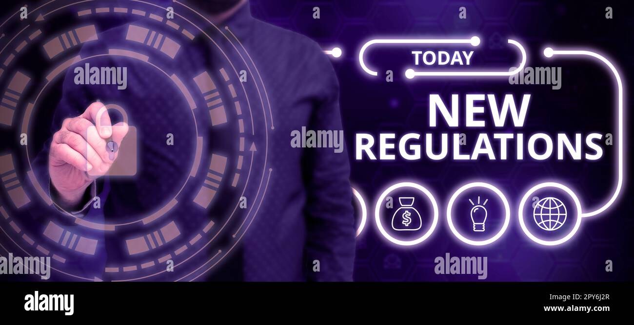 Text showing inspiration New Regulations. Business concept Regulation ...