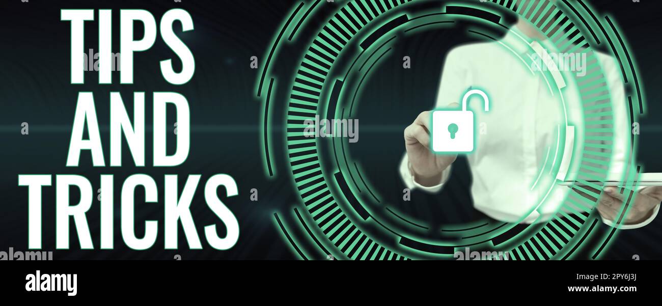 Hand writing sign Tips And Tricks. Word for helpful advices that makes ...