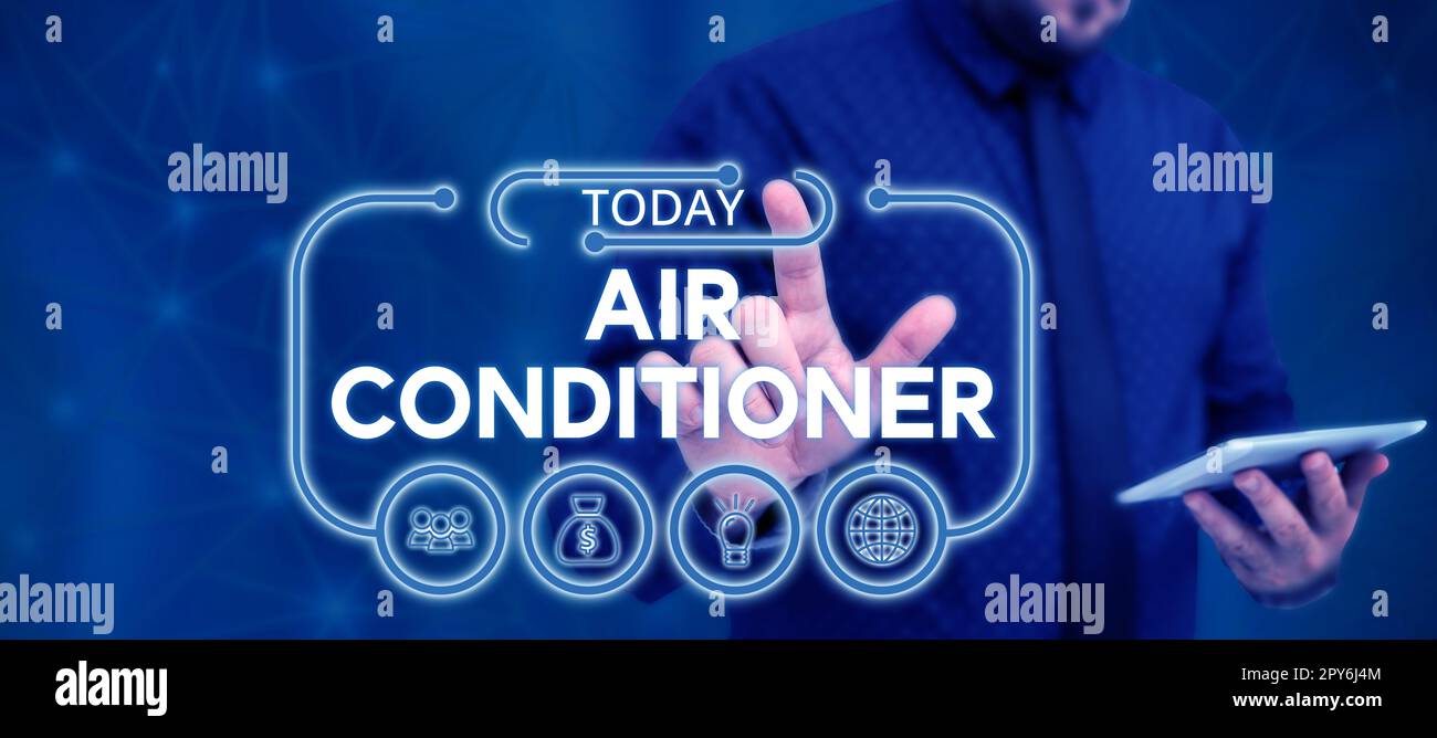 Conceptual caption Air Conditioner. Word Written on apparatus for ...