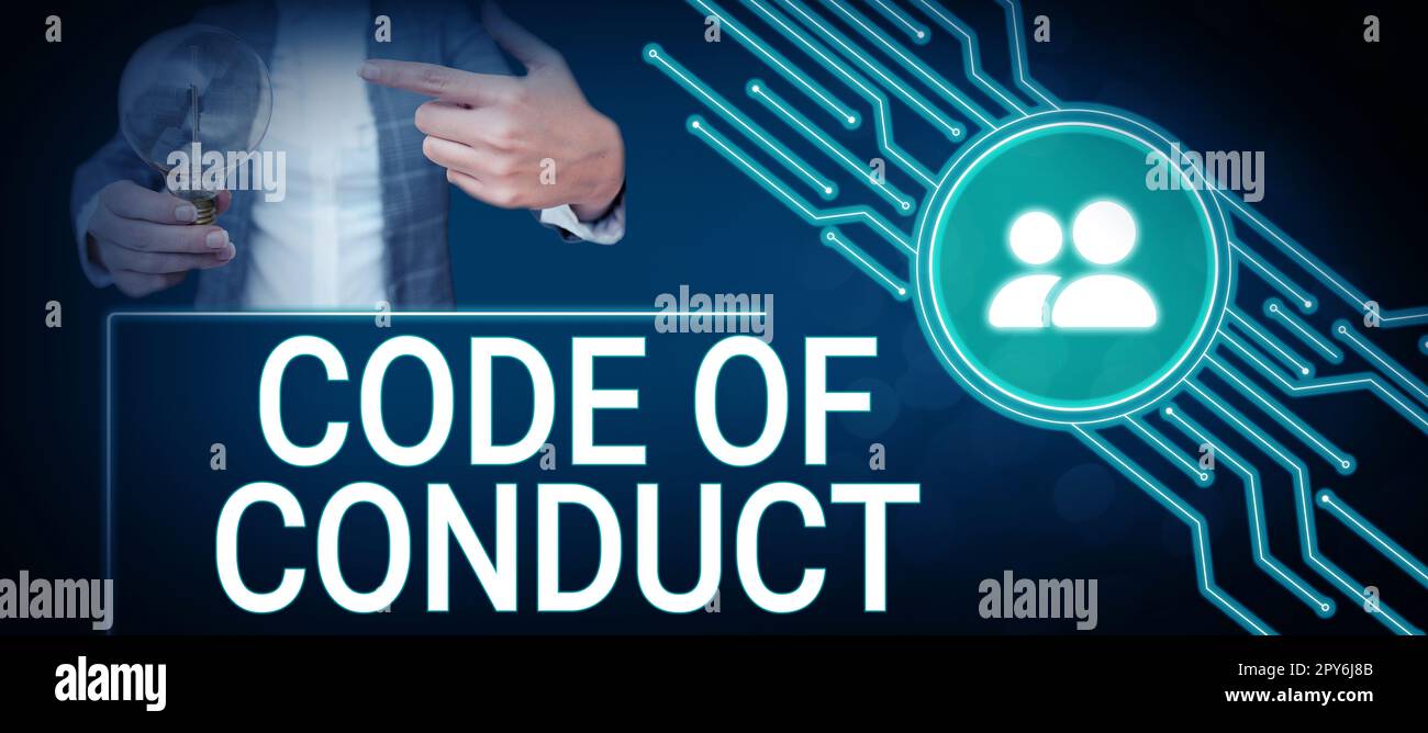 Writing displaying text Code Of Conduct. Word Written on Ethics rules ...