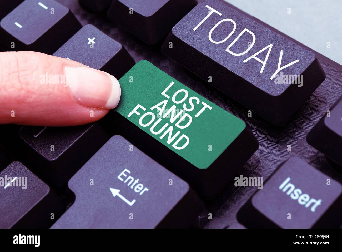 Hand writing sign Lost And Found. Concept meaning Place where you can ...