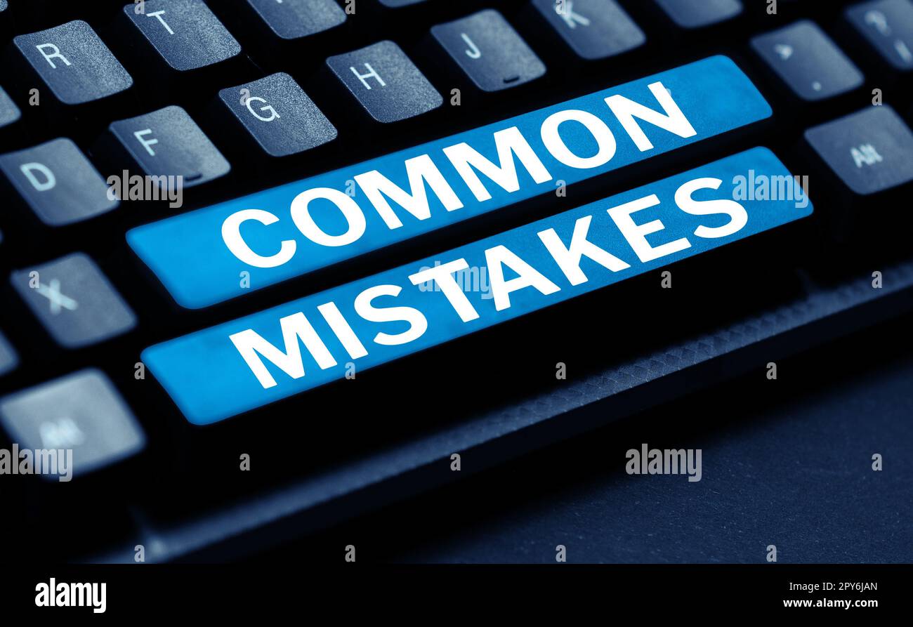 Hand writing sign Common Mistakes. Word for actions that are often used ...