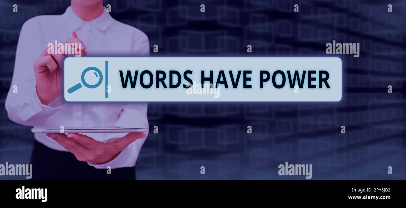 Conceptual caption Words Have Power. Business showcase Energy Ability ...