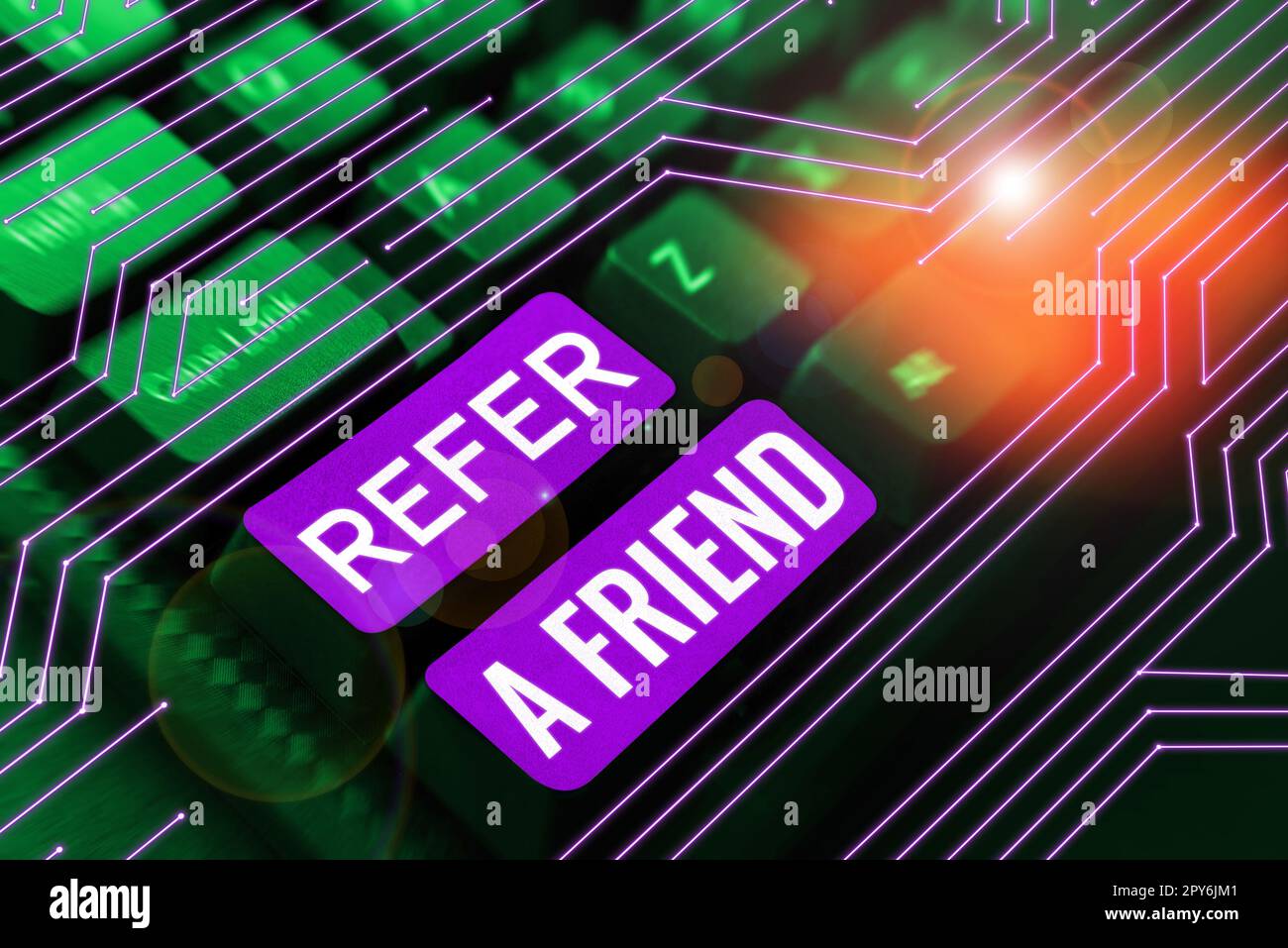 Text caption presenting Refer A Friend. Internet Concept Recommendation ...