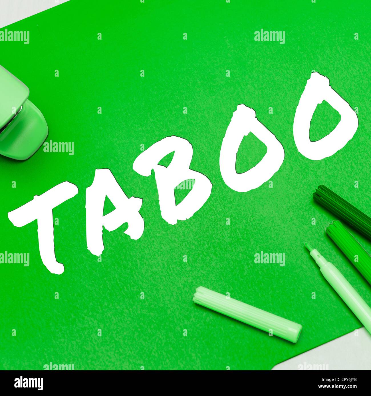 Text sign showing Taboo. Concept meaning a social or religious custom ...