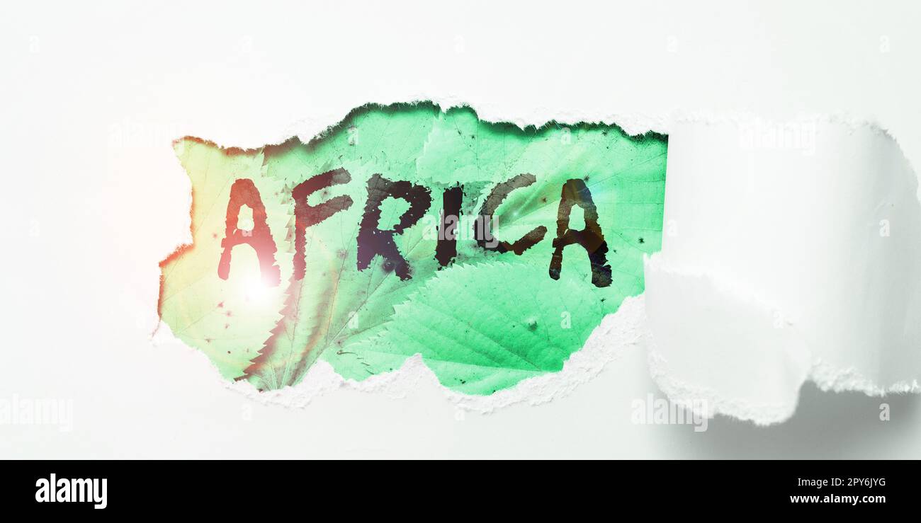 Text caption presenting Africa. Conceptual photo worlds second largest ...