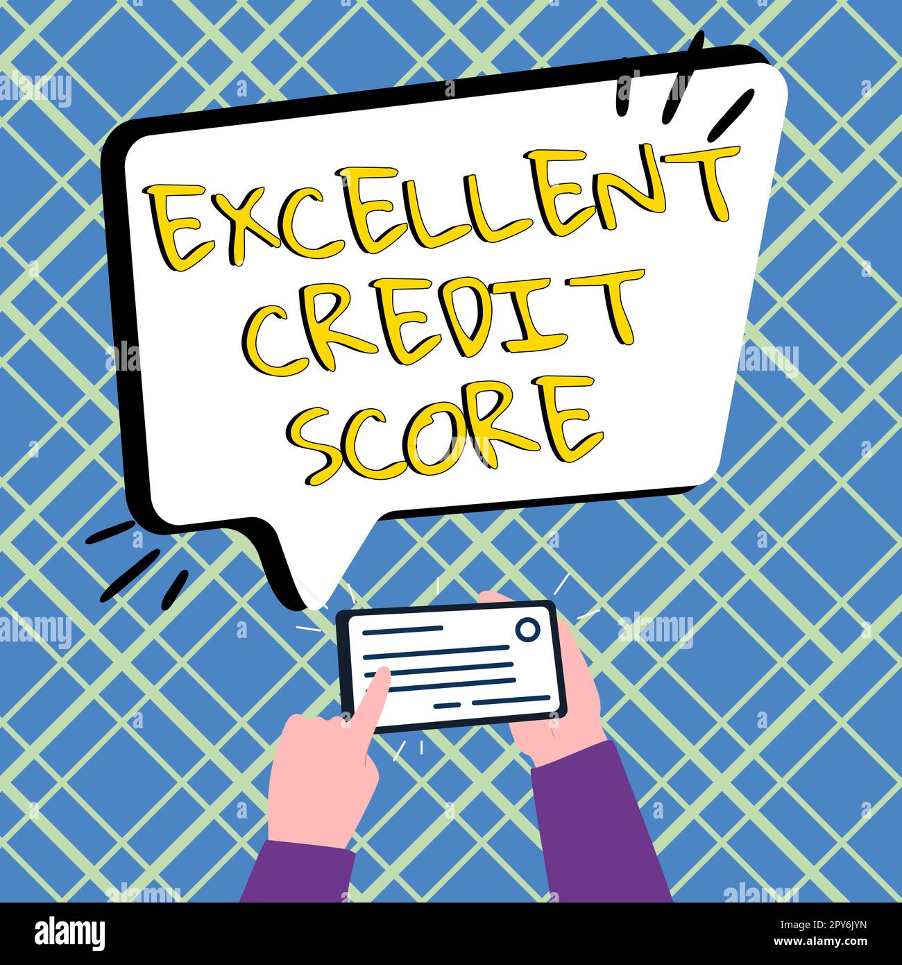 Hand writing sign Excellent Credit Score. Internet Concept person's ...