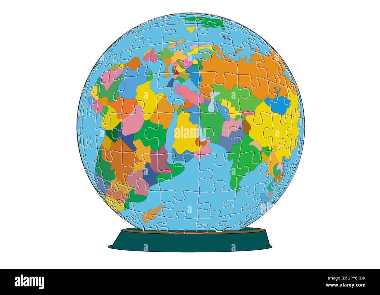 globe puzzle vector illustration isolated on white Stock Photo - Alamy