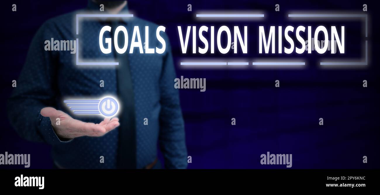 Conceptual caption Goals Vision Mission. Internet Concept practical ...