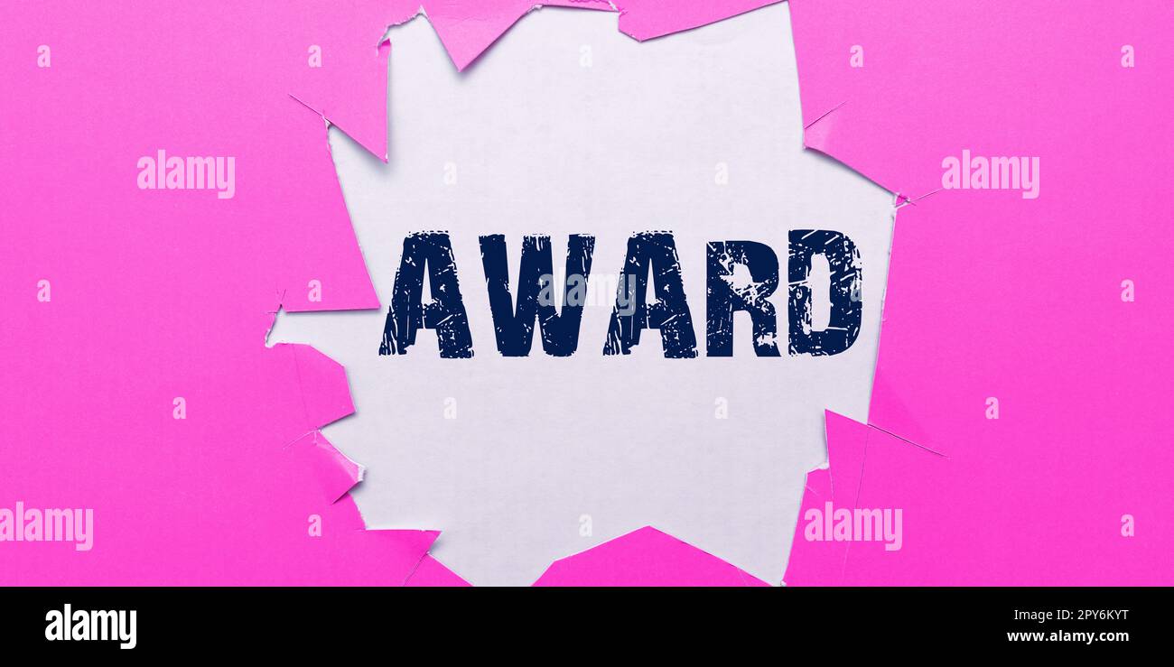 Text caption presenting Award. Conceptual photo Prize and other mark of ...