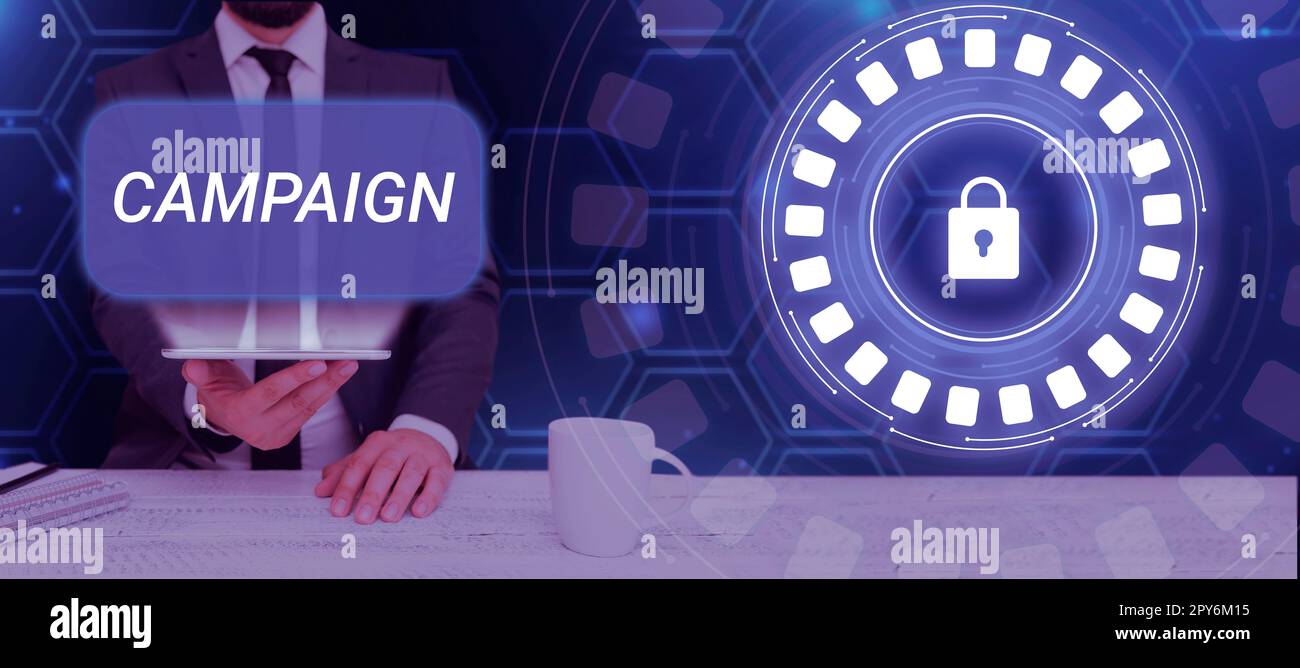 Writing Displaying Text Campaign Word For Organized Course Of Action To Promote And Sell