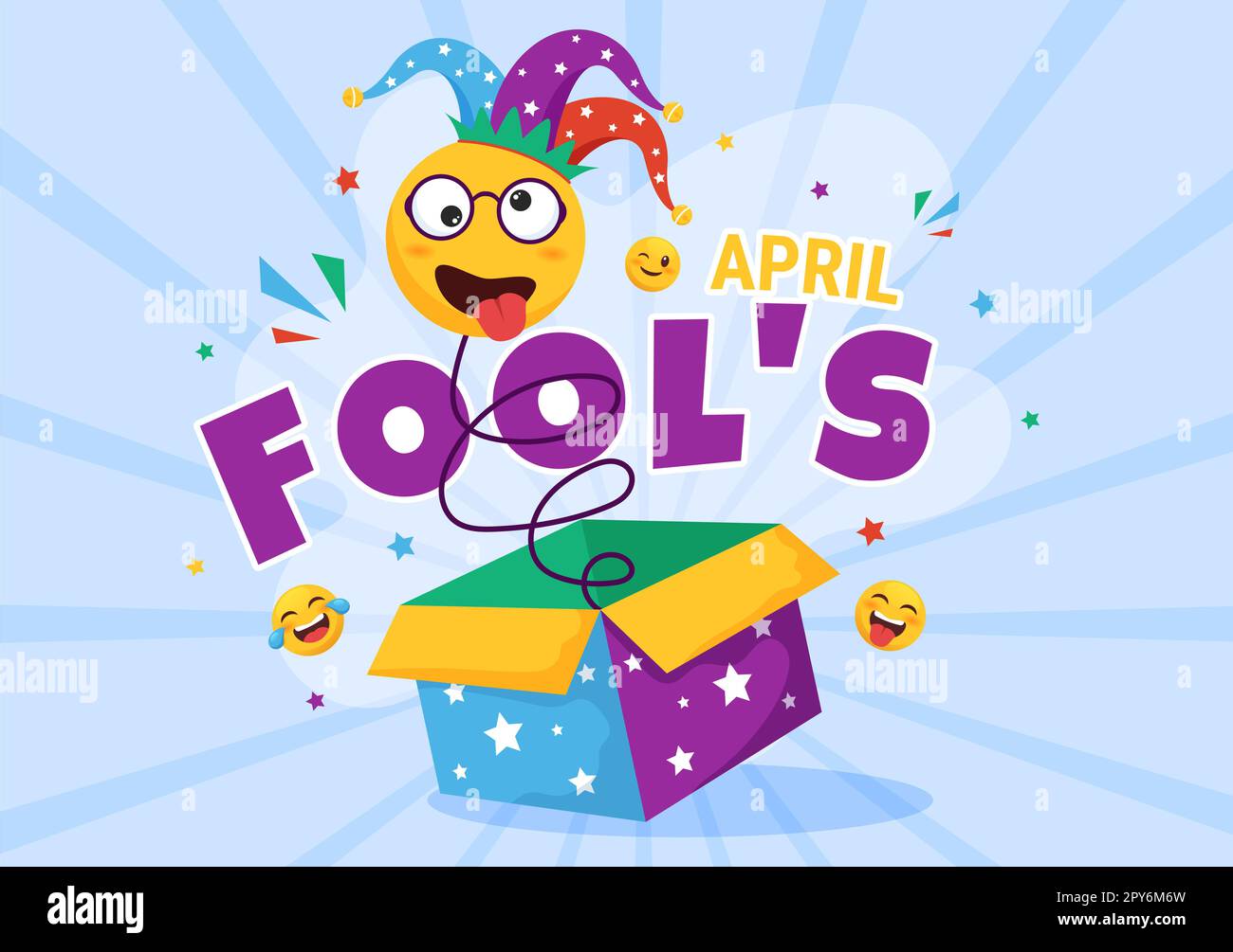 Happy April Fools' Day Celebration Illustration wearing a Jester Hat ...