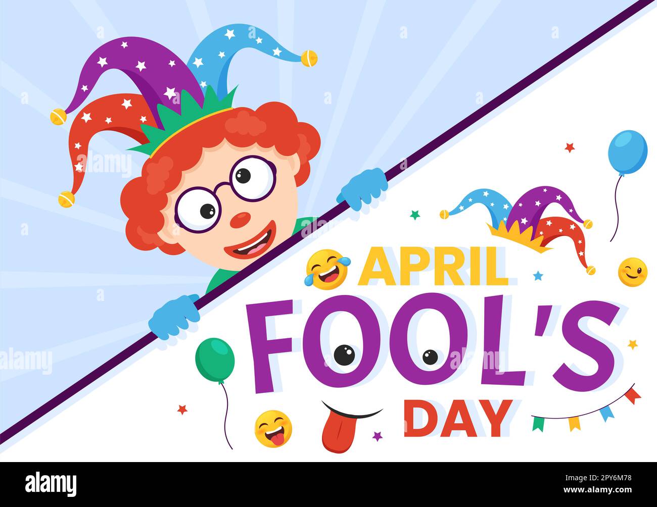 Happy April Fools' Day Celebration Illustration wearing a Jester Hat ...