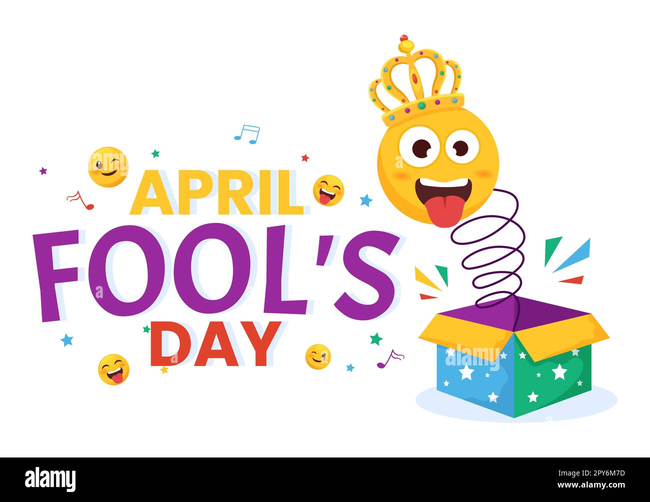 Happy April Fools' Day Celebration Illustration wearing a Jester Hat ...