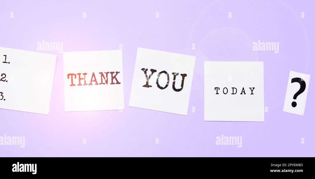 Conceptual display Thank You. Business overview replaying on something good or greetings with ...