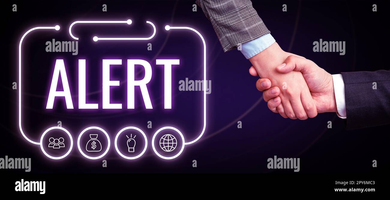 Sign displaying Alert. Business idea An announcement Signal warning of ...