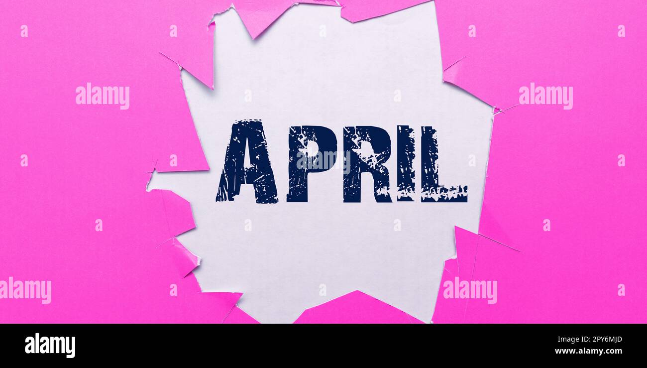 Sign displaying April. Business idea Opening buds of the flowers of ...