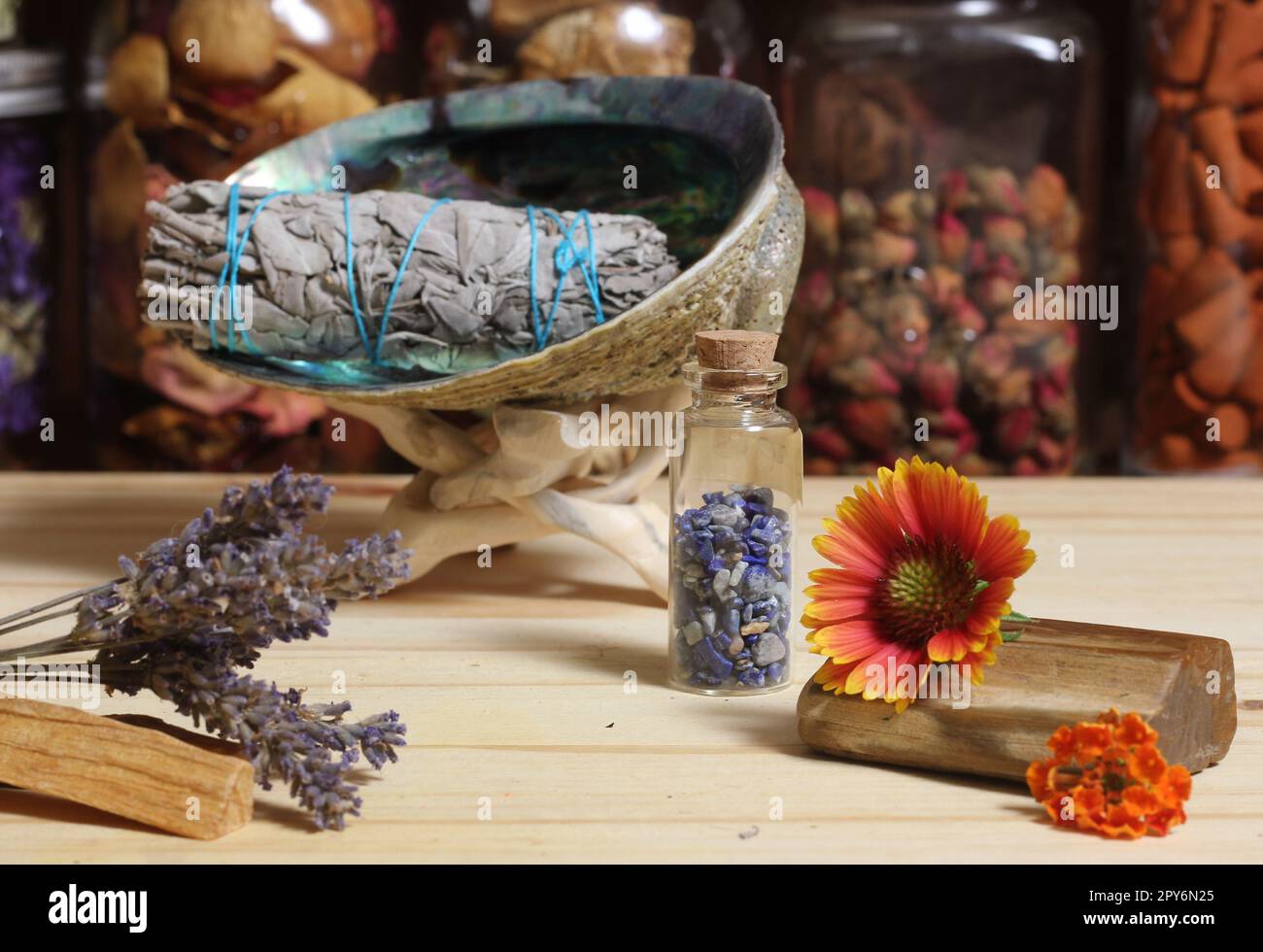 Dried Lavender With Palo Santo Wood and Abalone Shell For Smudging ...