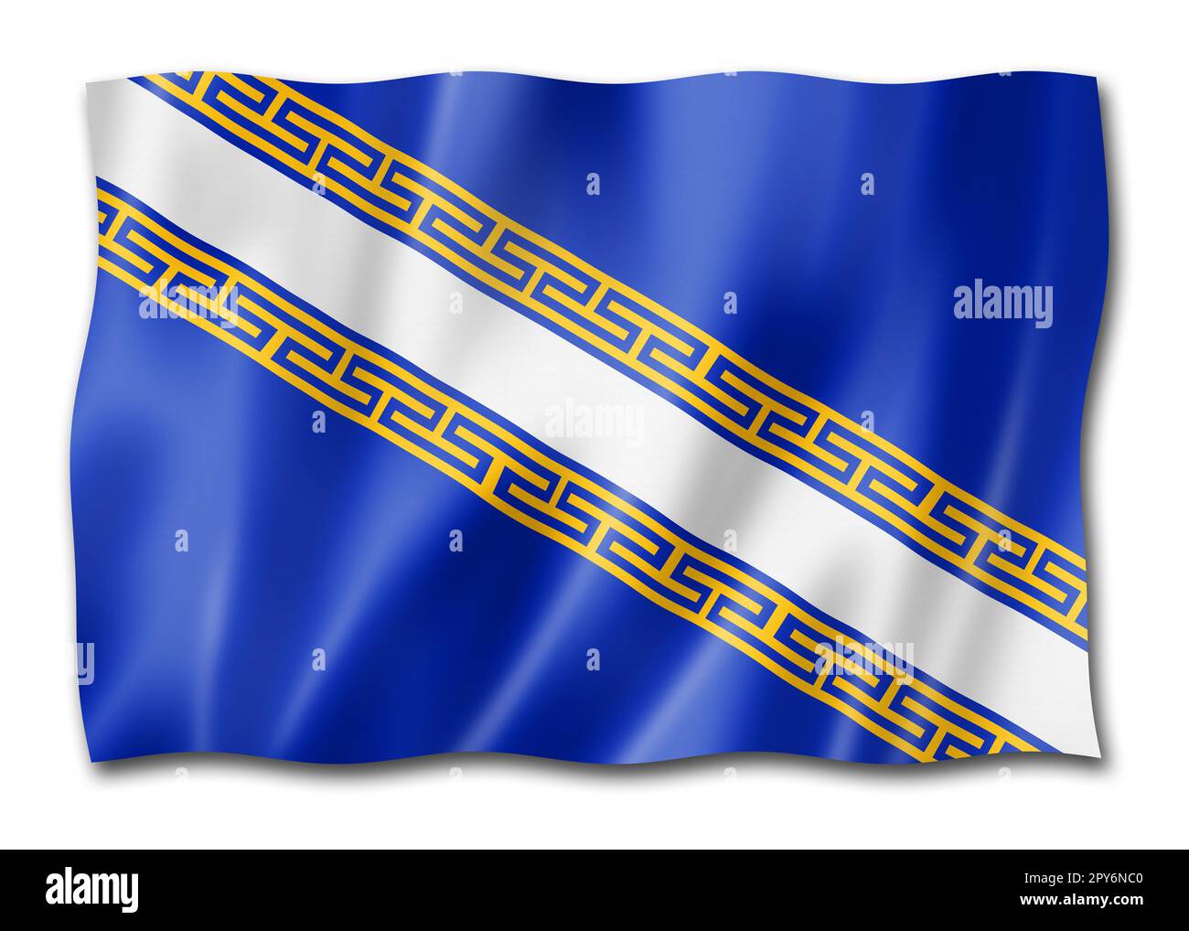 Champagne-Ardenne Region flag, France waving banner collection. 3D ...