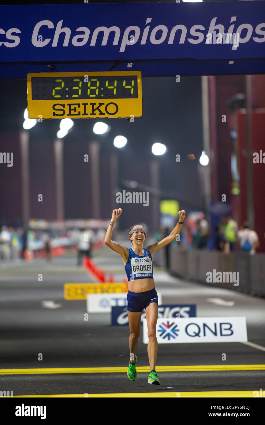 Roberta Groner participating in the Doha 2019 World Athletics ...