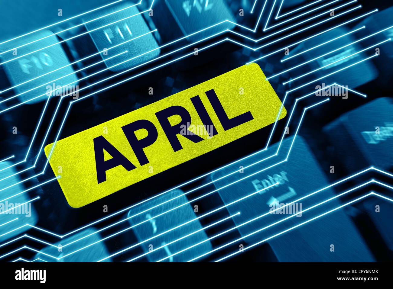 Hand writing sign April. Business showcase Opening buds of the flowers ...