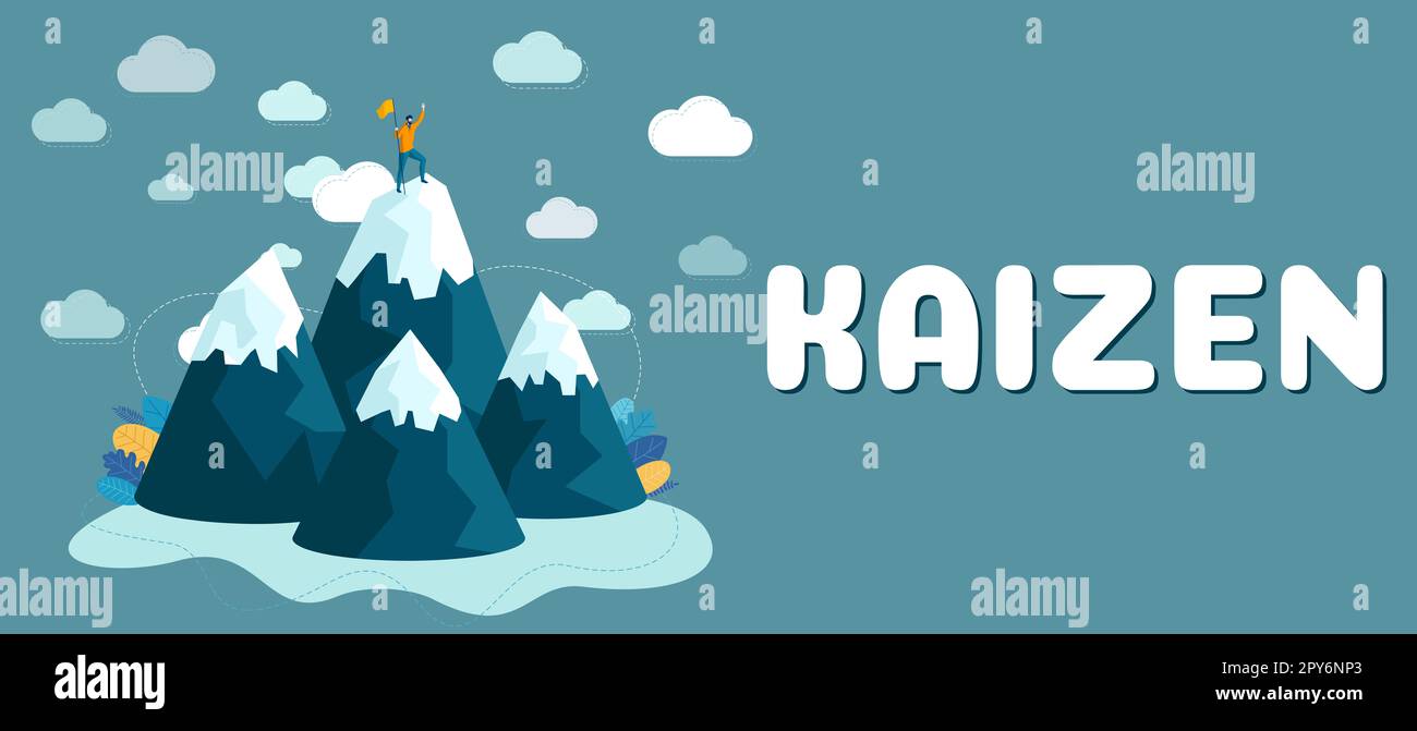 Hand writing sign Kaizen. Concept meaning a Japanese business ...