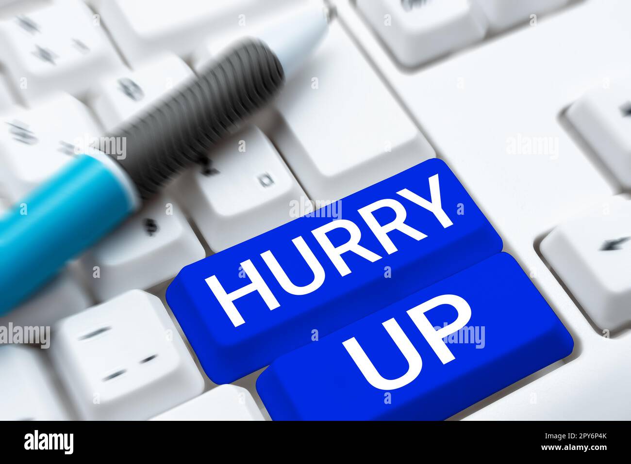 Conceptual caption Hurry Up. Business concept asking someone to do a ...