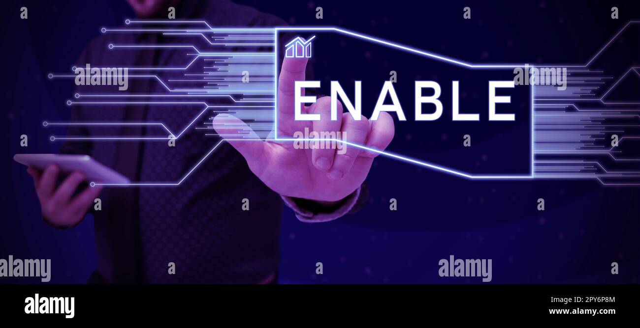 Conceptual caption Enable. Business overview give someone or something ...