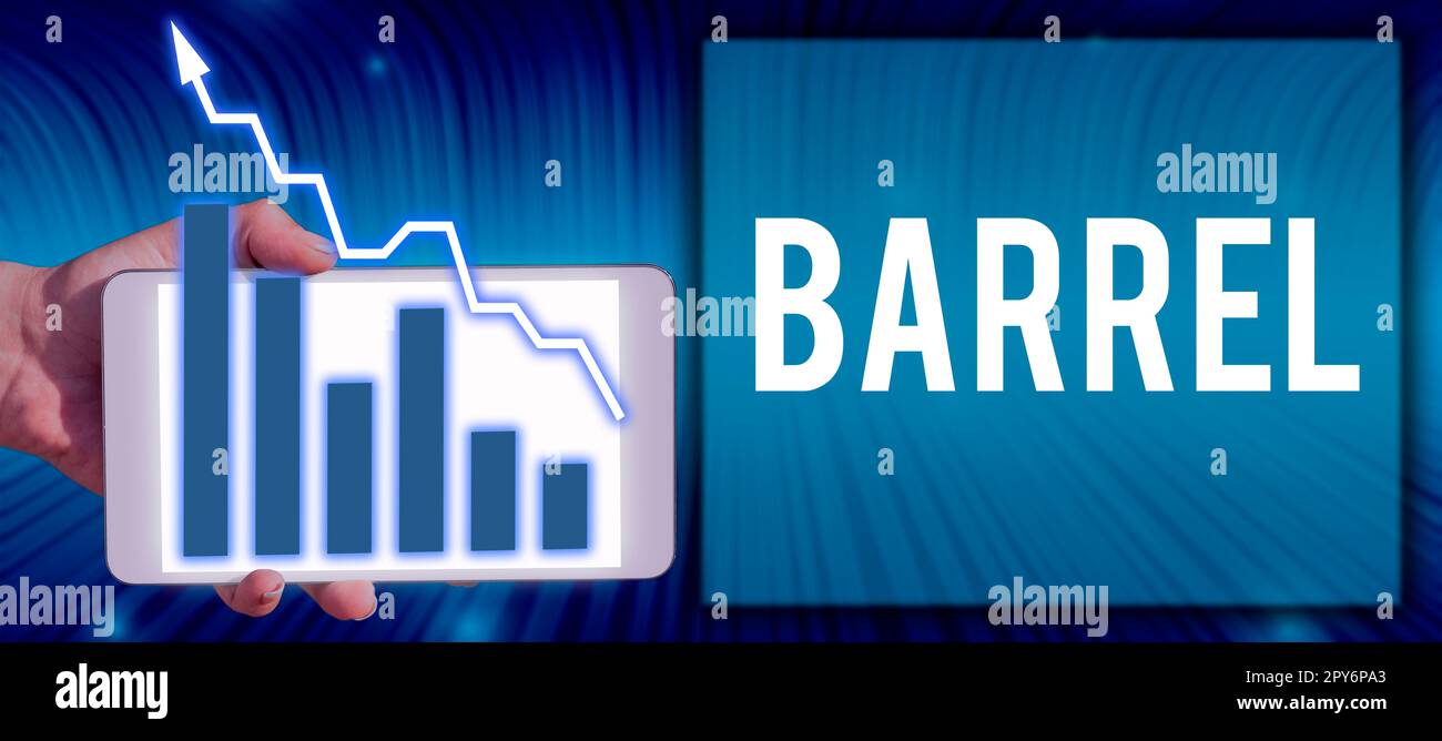 Conceptual display Barrel. Word Written on cylindrical container ...