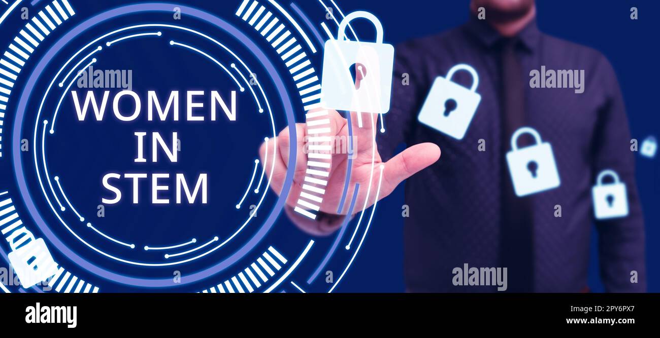 Text caption presenting Women In Stem. Business concept Science ...