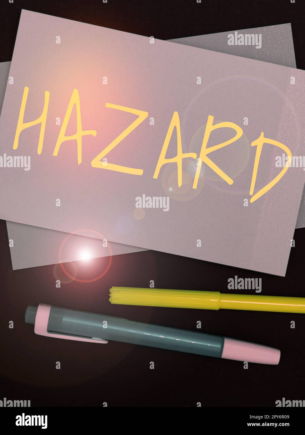Sign displaying Hazard. Word for account or statement describing the ...