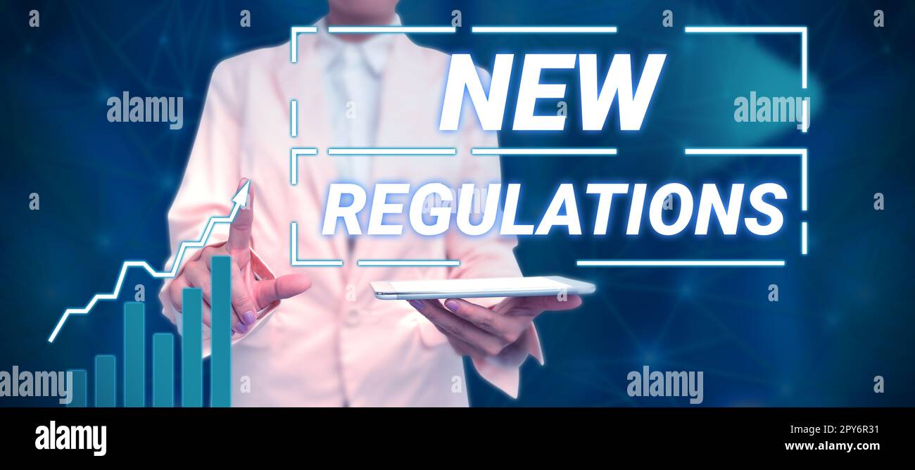 Text sign showing New Regulations. Business approach Regulation ...