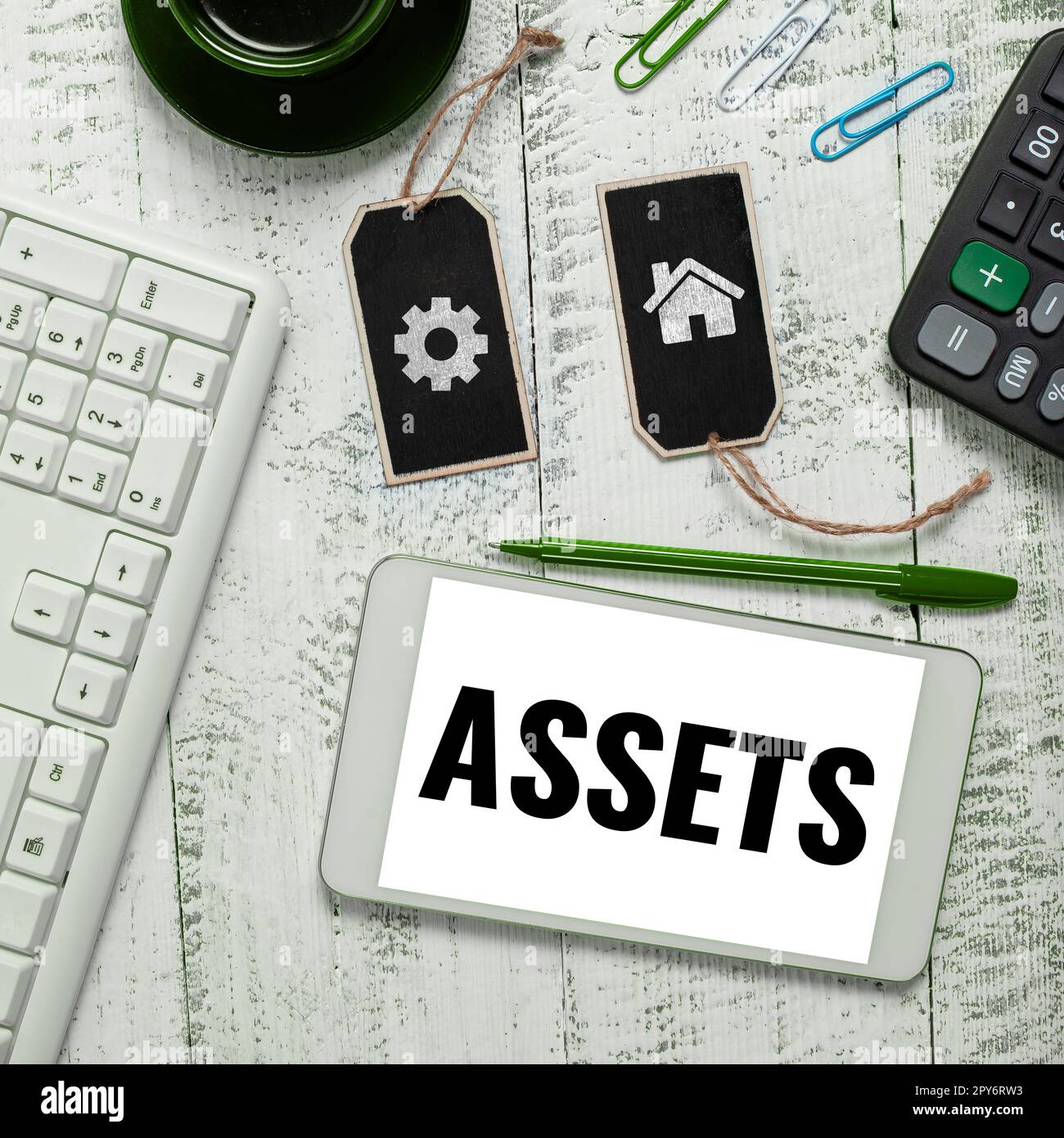 Text caption presenting Assets. Business idea item of property owned by ...