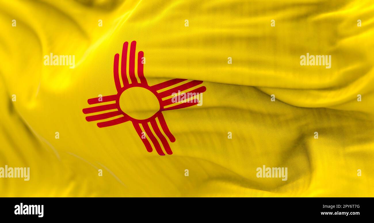 Detail of the New Mexico state flag waving Stock Photo - Alamy