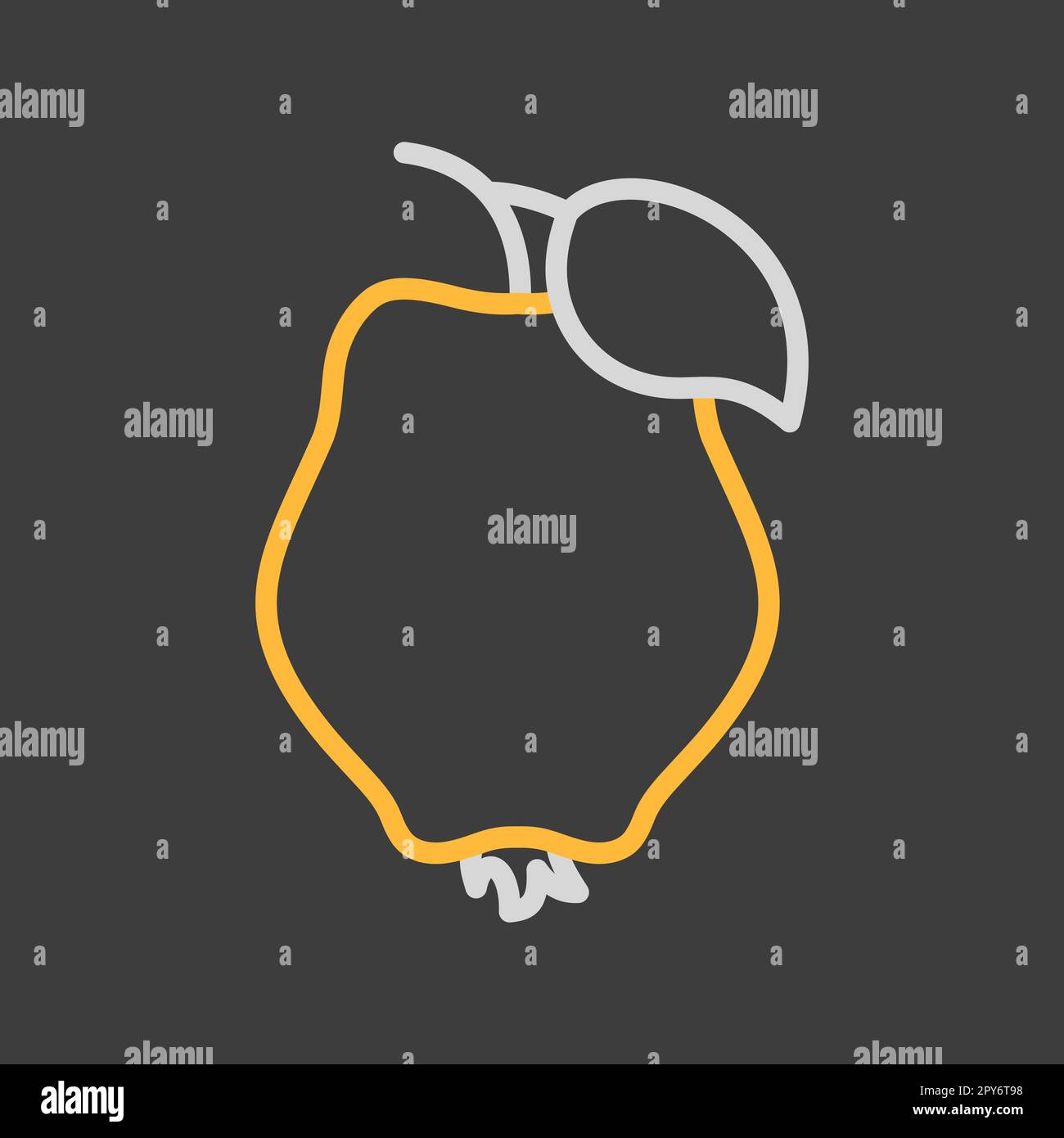Quince vector on dark background icon. Graph symbol for food and drinks ...