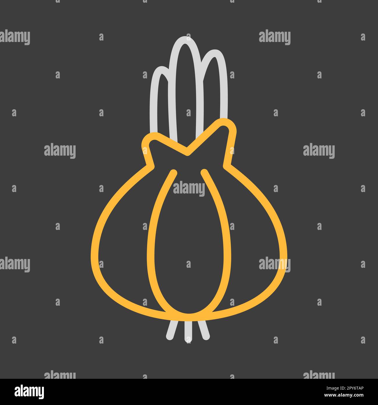 Onion isolated design vector on dark background icon. Vegetable sign ...
